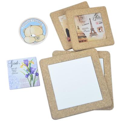 China DIY Yuelin Square Cork Backed Placemats Board Trivets 8''X 8'' X 0.4'' Ceramic Tile Base for sale
