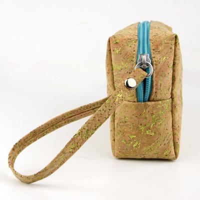 Cina Le macchie dell'oro di BSCI infila il ODM Wearproof della borsa cosmetica di Cork Fabric Bags Make Up in vendita