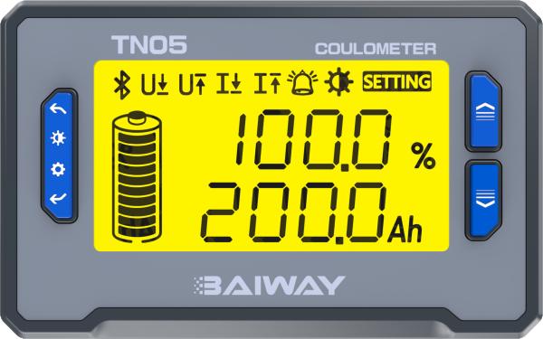 Quality TN05 Battery Pack Battery Monitor 8-80V 0-75A Battery Monitor With Shunt for sale