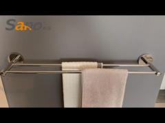 650mm Double Bathroom Towel Bars Rack SUS304 Wall Mount Polished Finish