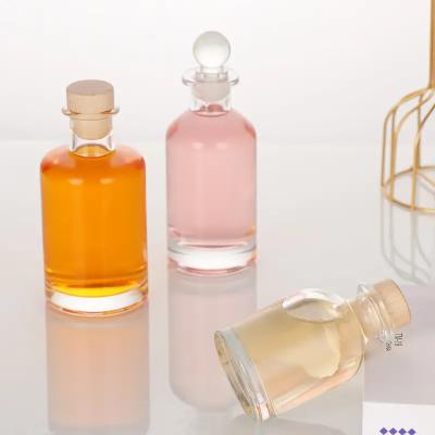 中国 デカール 透明 丸型 フリント ガラス 酒 ワイン ウィスキー テキラ ウォッカ ボトル コルク 250ml 販売のため