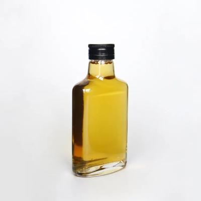 Cina Prodotti in vetro 100 ml bottiglia in vetro piatto trasparente su misura per whisky e liquori in vendita