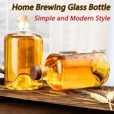 China Garrafa de vidro de 375 ml de capacidade com tampa de madeira e design transparente à venda