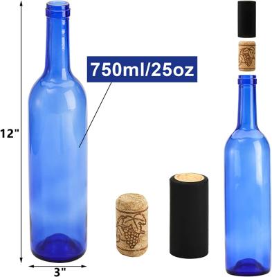 Cina Bottiglie di vetro da 750 ml per vodka champagne succhi di frutta bevande decorazioni azzurro cobalto rotondo in vendita