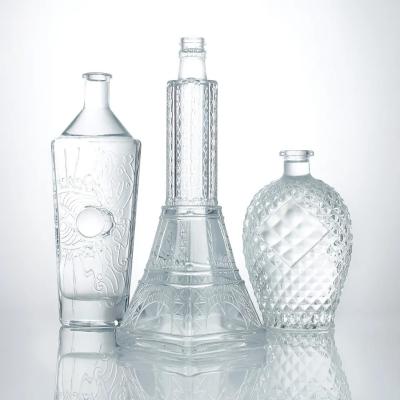 Cina Decal 500ml 750ml Rotondo Extra Flint Whisky Vodka Brandy Bottiglia di Vetro in vendita