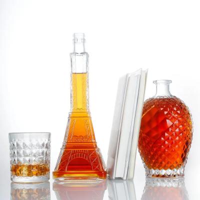 Cina Decal 500ml 750ml Rotondo Extra Flint Whisky Vodka Brandy Bottiglia di Vetro in vendita