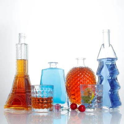 Cina Decal 500ml 750ml Rotondo Extra Flint Whisky Vodka Brandy Bottiglia di Vetro in vendita