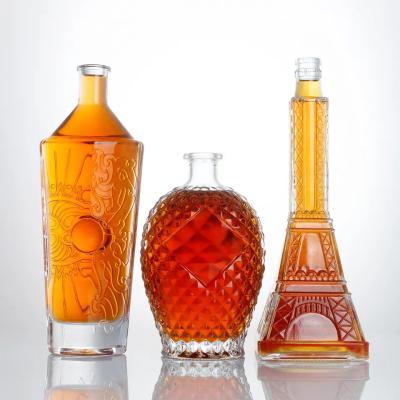 Cina Decal 500ml 750ml Rotondo Extra Flint Whisky Vodka Brandy Bottiglia di Vetro in vendita