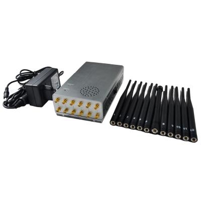 China 12 Bands 5G 4G 3G Wifi GPS Tracker Portable Signal Jammer 12Walt 30meter Jamming Range for sale
