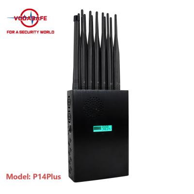 Cina Alto potere tenuto in mano dell'emittente di disturbo del segnale del telefono di 14 antenne per WiFi GPS Lojack in vendita