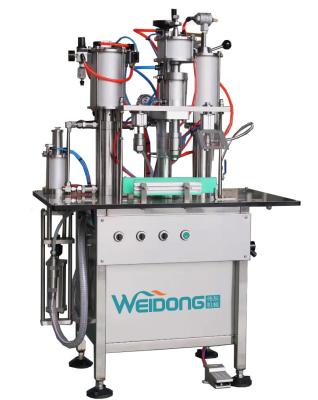 China SUS304 Máquina de llenado de aerosoles Semiautomática Sprays para el cuerpo Perfumes seguros para el funcionamiento en venta
