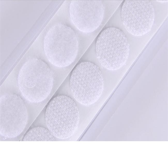 70% nylon 30% polyester self adhesive hook and loop tape in dots, square,and coins shape and other special shape for market