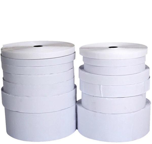 Quality 38mm Black and White Nylon Hook and Loop Adhesive Tape with Strong Rubber for sale