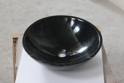 China Chinese Black marble small art sink for decorating Nero Marquina Marble Basin for sale