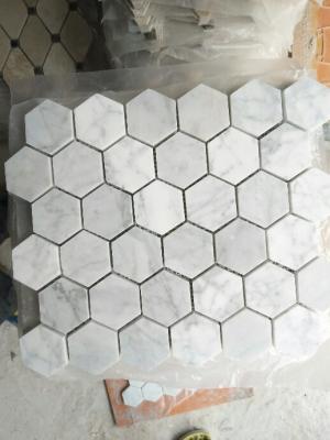 China Paradise white marble mosaic stone hexagonal shape with a mesh For Wall for sale
