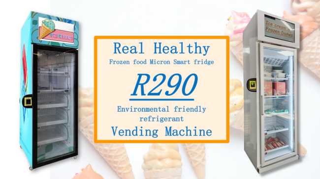 Ice cream vending machine freezer cooling system with touch screen card reader in the mall