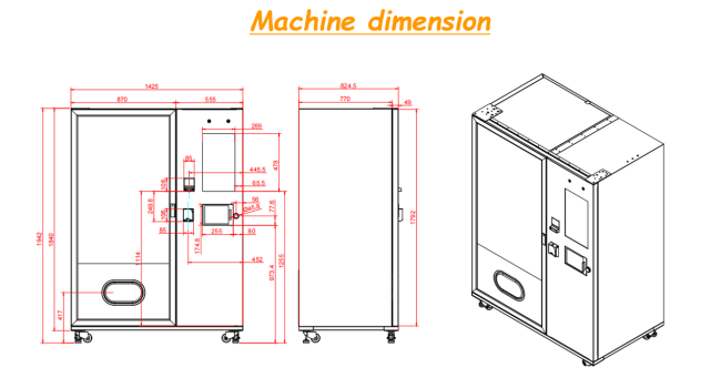 Touch Screen Hot Water Milk Tea Cup Noodle Vending Machine 540 Capacity