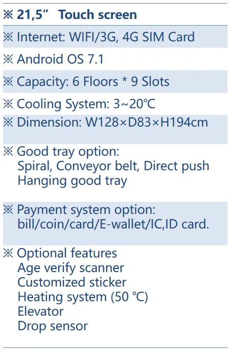 specificazione dei distributori automatici combinati dell'elevatore del ciglio
