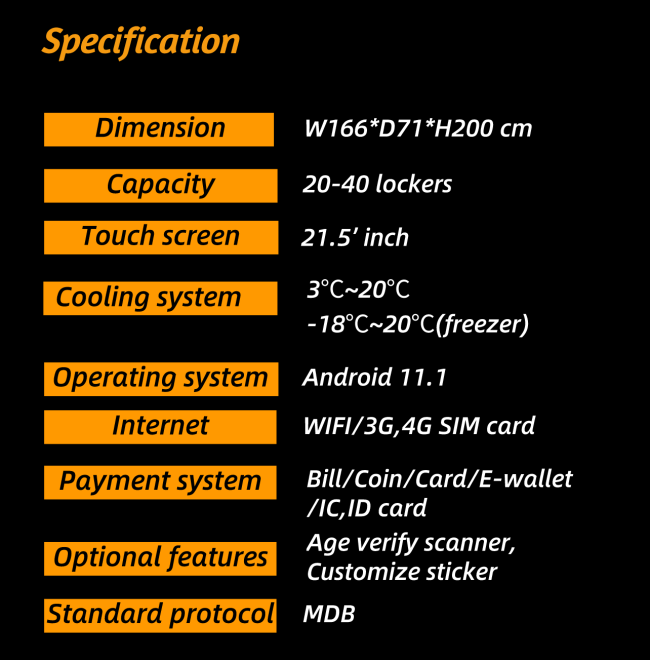 Oyster Vending Machine With Cooling System and Lockers 24V Electric Heating Defogging