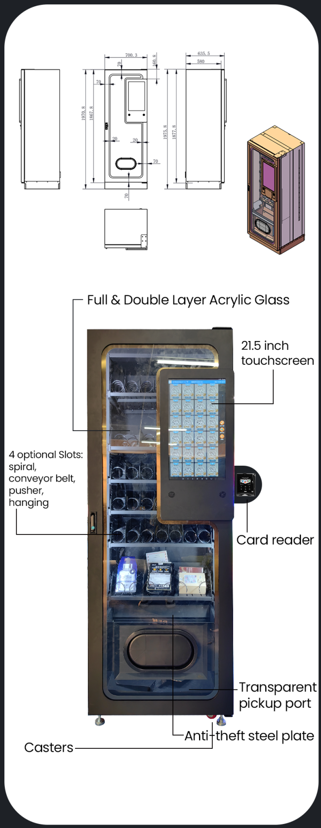 E-Cigarette Business 300 Capacity Floor Standing Vape Vending Machine With Full Glass Door Nayax Card Reader 
