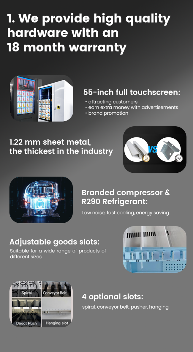 Metal 55 Inch Touch Screen Digital Drink Vending Machine For Gym School With Elevator