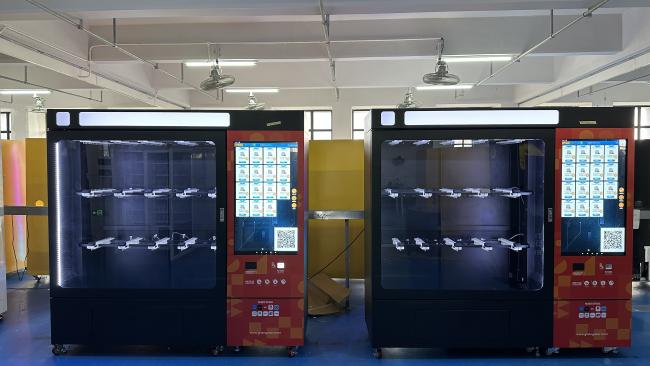 Full view of automated clothes vending machine
