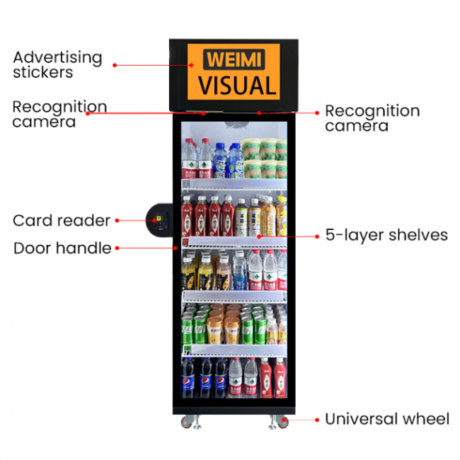 Intelligent Algorithm AI-Powered Vending Machine For Snacks Drinks Fresh Food Fruits Grab And Go Fridge 1