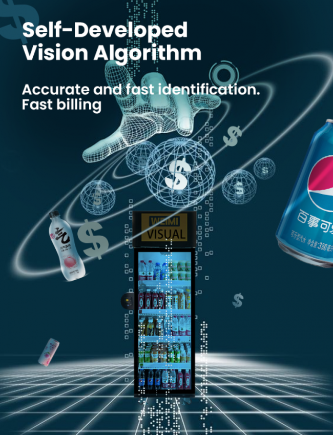 Intelligent Algorithm AI-Powered Vending Machine For Snacks Drinks Fresh Food Fruits Grab And Go Fridge 4