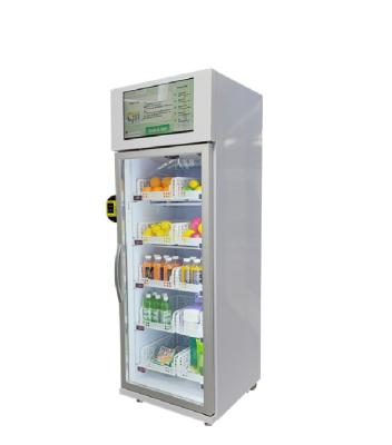 China El gancho agarrador N de la fruta fresca del huevo va máquina expendedora elegante del refrigerador con el lector de tarjetas en venta