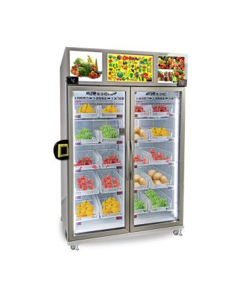 China El gancho agarrador N de la fruta fresca del huevo va máquina expendedora elegante del refrigerador con el lector de tarjetas en venta