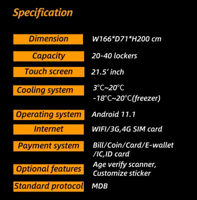 China Máquina expendedora de la flor de la pantalla táctil de 22 pulgadas con la venta elegante del micrón del armario del sistema de enfriamiento del refrigerador en venta