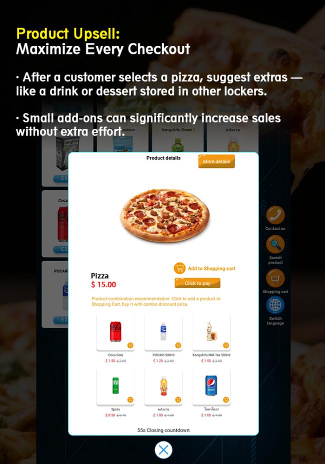 Interior view showing food storage compartments