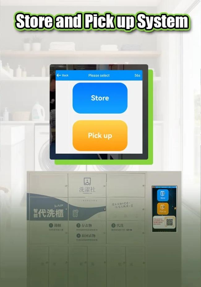 Laundromat vending machine locker storage system