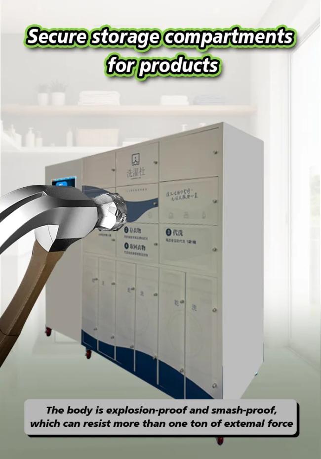 Side view of laundromat vending machine showing dimensions