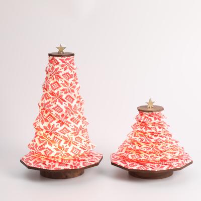 China Origami Tyvek Paper Christmas Tree Shaped Light Lamp Standing Foldable Home Decor for sale