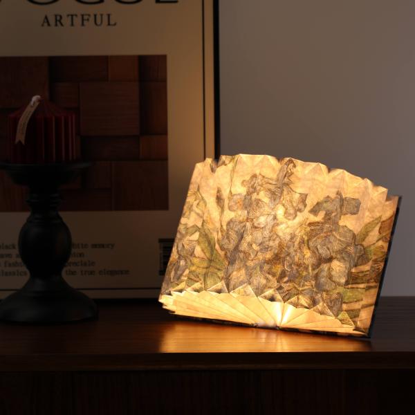 Quality 1200mAh Foldable Night Paper Book Lamp Flower Drawing Lighting for sale
