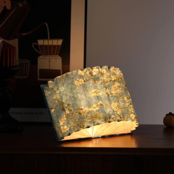 Quality USB Paper Book Lamp Almond Blossoms Touch Control Foldable for sale
