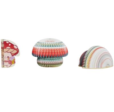 China Decorative Folding Origami Paper Mushroom Lamp Wooden Base for sale