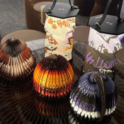 China Designer Bedside Folded Paper Lamp Lantern Souvenir Lighting Halloween Gift for sale