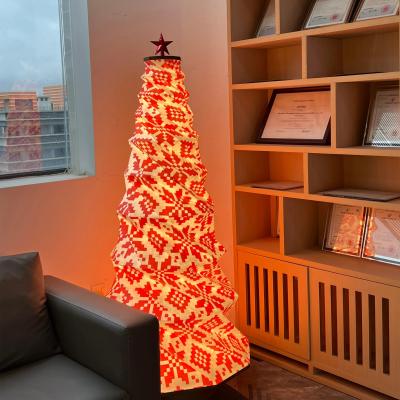 China Large Christmas Tree Light Origami Standing Paper Lamp Decorative Recyclable PVC for sale