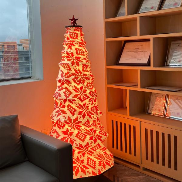 Quality Large Christmas Tree Light Origami Standing Paper Lamp Decorative Recyclable PVC for sale