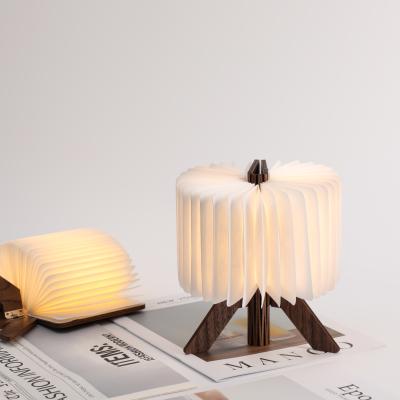 China Table Bedside LED Origami Folded Paper Lamp Wooden Night Book Lights For Reading for sale