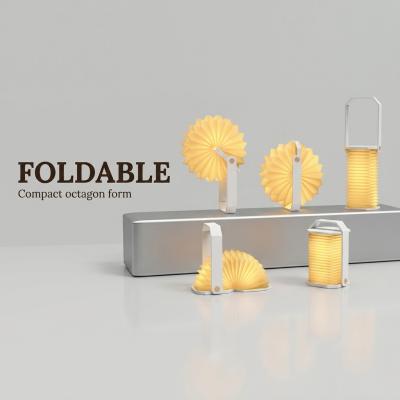 China Hand-Carry Foldable Paper Lantern with Wood Handle Portable Accordion LED Night Light USB-C Rechargeable for Indoor & Outdoor for sale