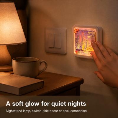 China Magnetic Click Light 3D Scenic Art Fridge Magnet Switch-Shaped USB Rechargeable Soft LED Night Light Travel Gift Souvenir for sale