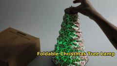 Tabletop Christmas Tree Lamp | Foldable Origami Light with Wooden Base