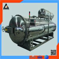 China horizontal food steam hot water cross spray retort autoclave for tin can food sterilization for sale