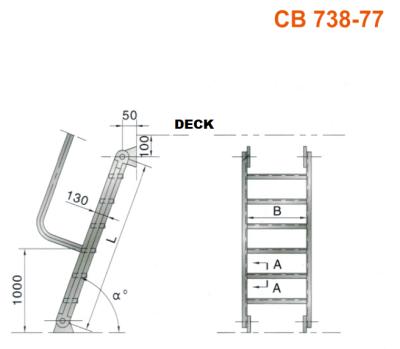 China CB738-77 Aluminum Steps For Docks Saltwater Environment 50-100 Slope Angle for sale