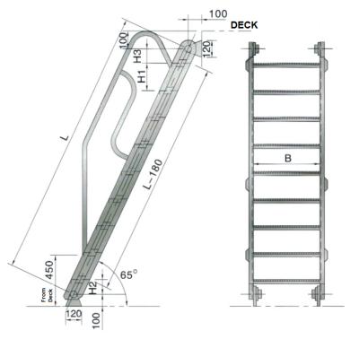 China 600mm Width Stainless Steel Dock Ladders Customizable Marine Dock Ladders for sale