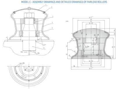 China Type C Fairlead Roller 150mm-500mm Winch Roller For Marine Mooring Lines for sale