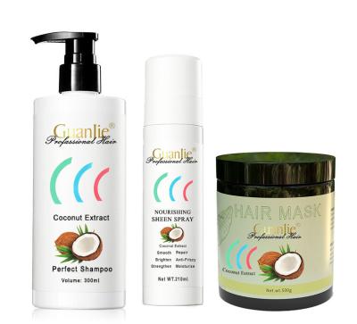 Cina Shampoo di cocco nutritivo lucente spray per capelli Maschera di riparazione anti-frizz liscia Brighten in vendita